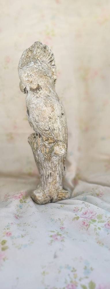 Parrot Statue, Chalk Painted, Parrot Figurine, Bird Statue, Cement ...