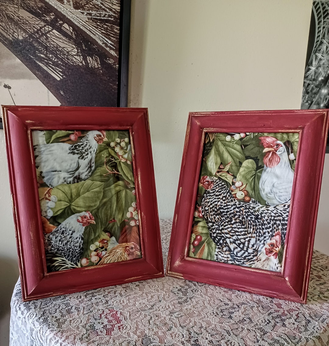 Chicken Pictures, Hen Picture, Pair of 5x7 Frames, Country Chic, Fancy ...
