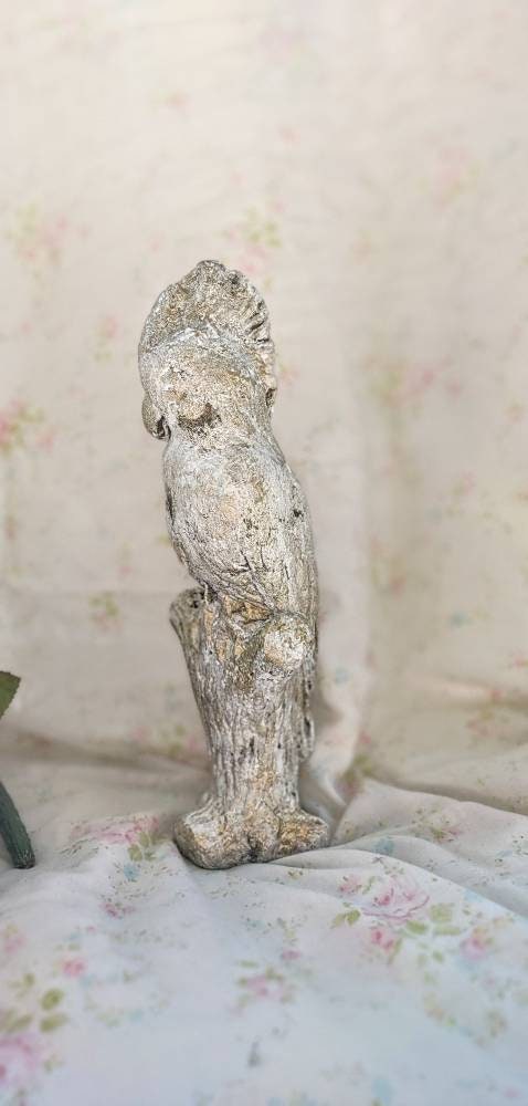 Parrot Statue, Chalk Painted, Parrot Figurine, Bird Statue, Cement ...