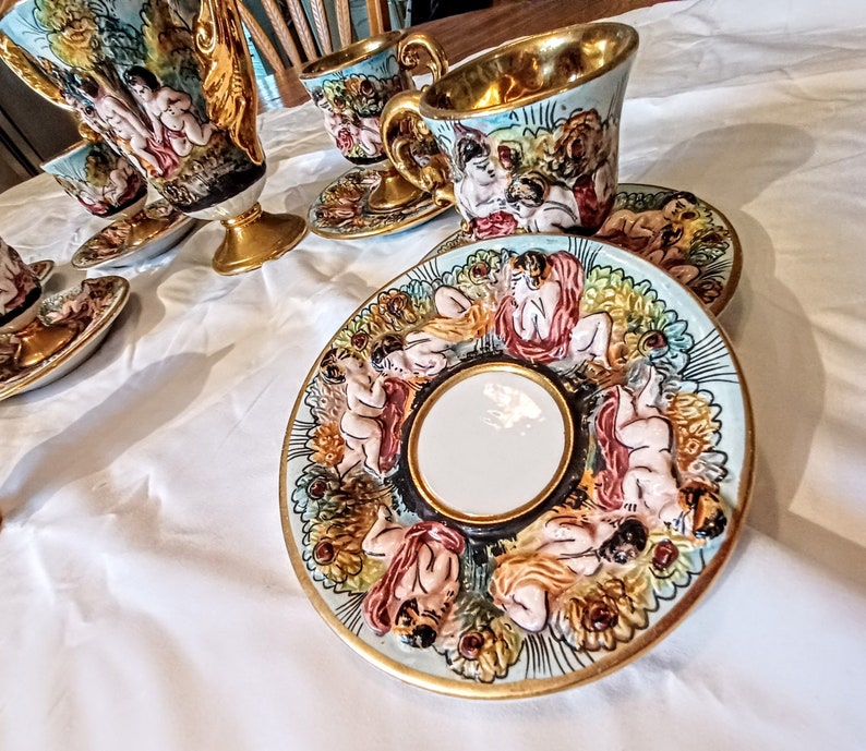 18 Piece Capodimonte Italian Porcelain Tea Set Vintage - Etsy