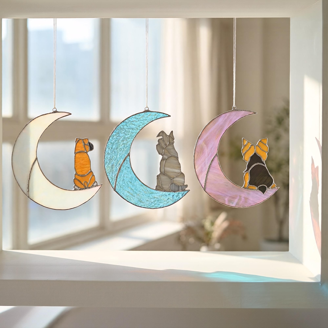 Personalized Dog Stained Glass Suncatcher, 113 Breeds Custom Dog ...