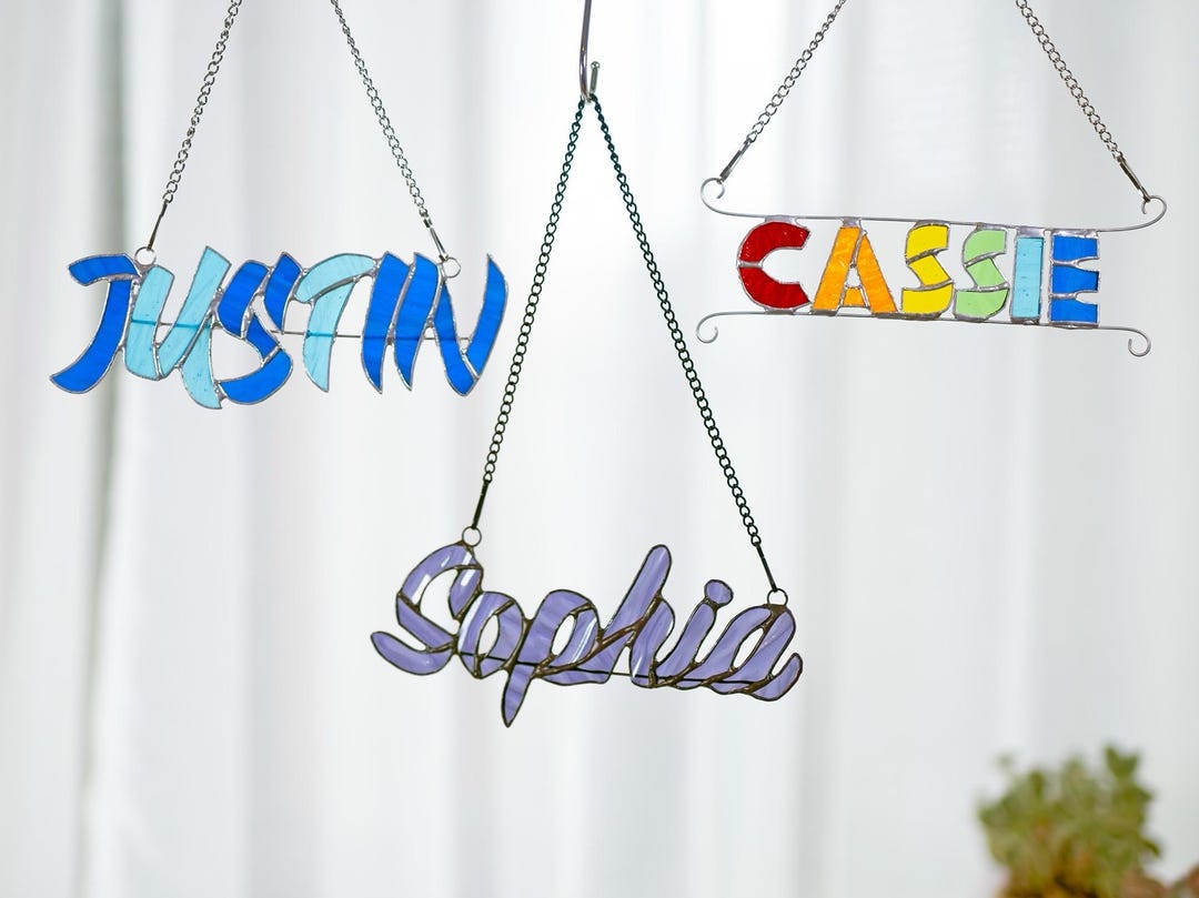Personalized Stained Glass Name Sign Suncatcher, Door Sign, Boys Girls ...