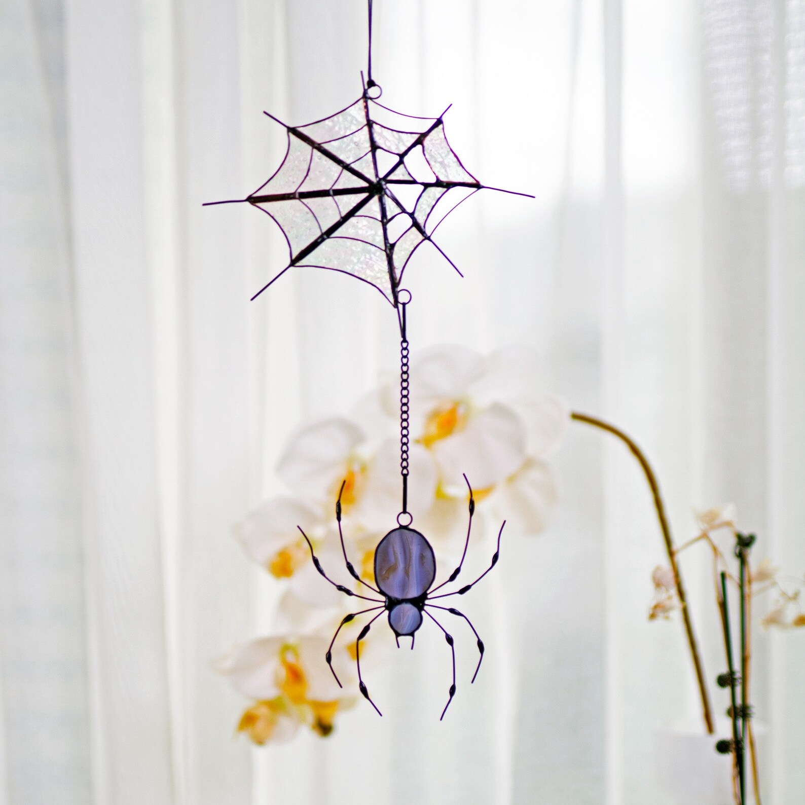 Spider Web Stained Glass Spider With Web Sun Catcher Window Hangings ...