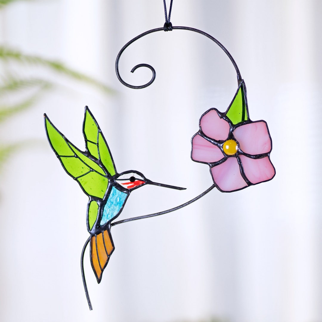 Hummingbird Stained Glass Hummingbird Bird Suncatcher Custom Stained ...