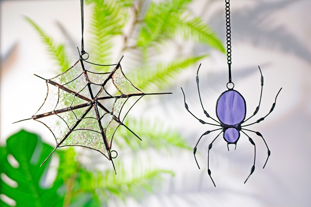 Spider Web Stained Glass Spider With Web Sun Catcher Window Hangings ...