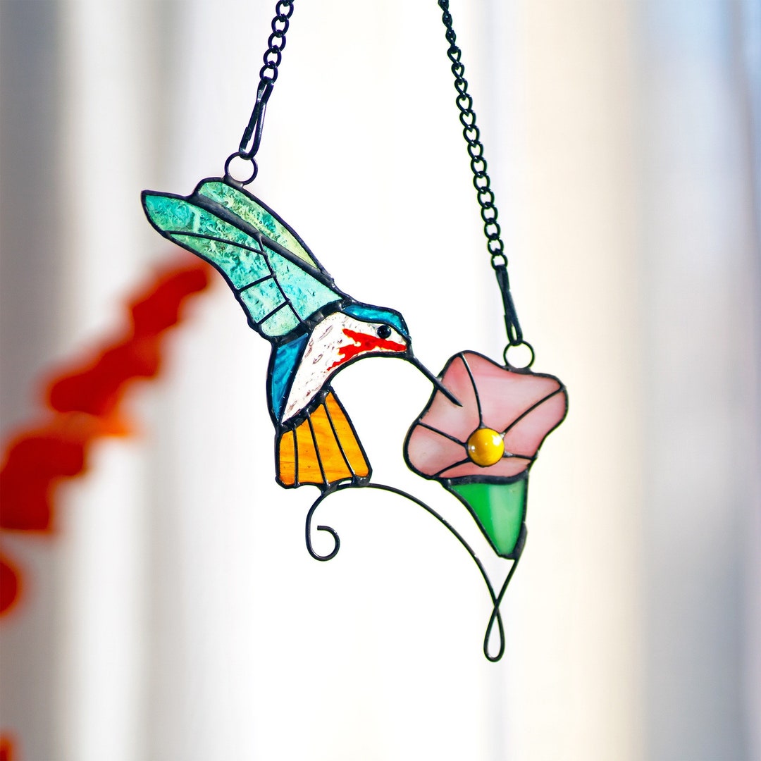 Hummingbird Stained Glass Window Hangings Bird Sun Catcher Hummingbird ...