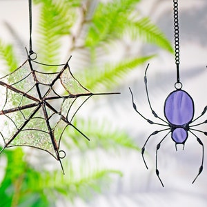 Spider Web Stained Glass Spider With Web Sun Catcher Window Hangings ...