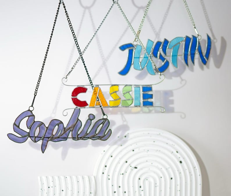Personalized Stained Glass Name Sign Suncatcher, Door Sign, Boys Girls ...