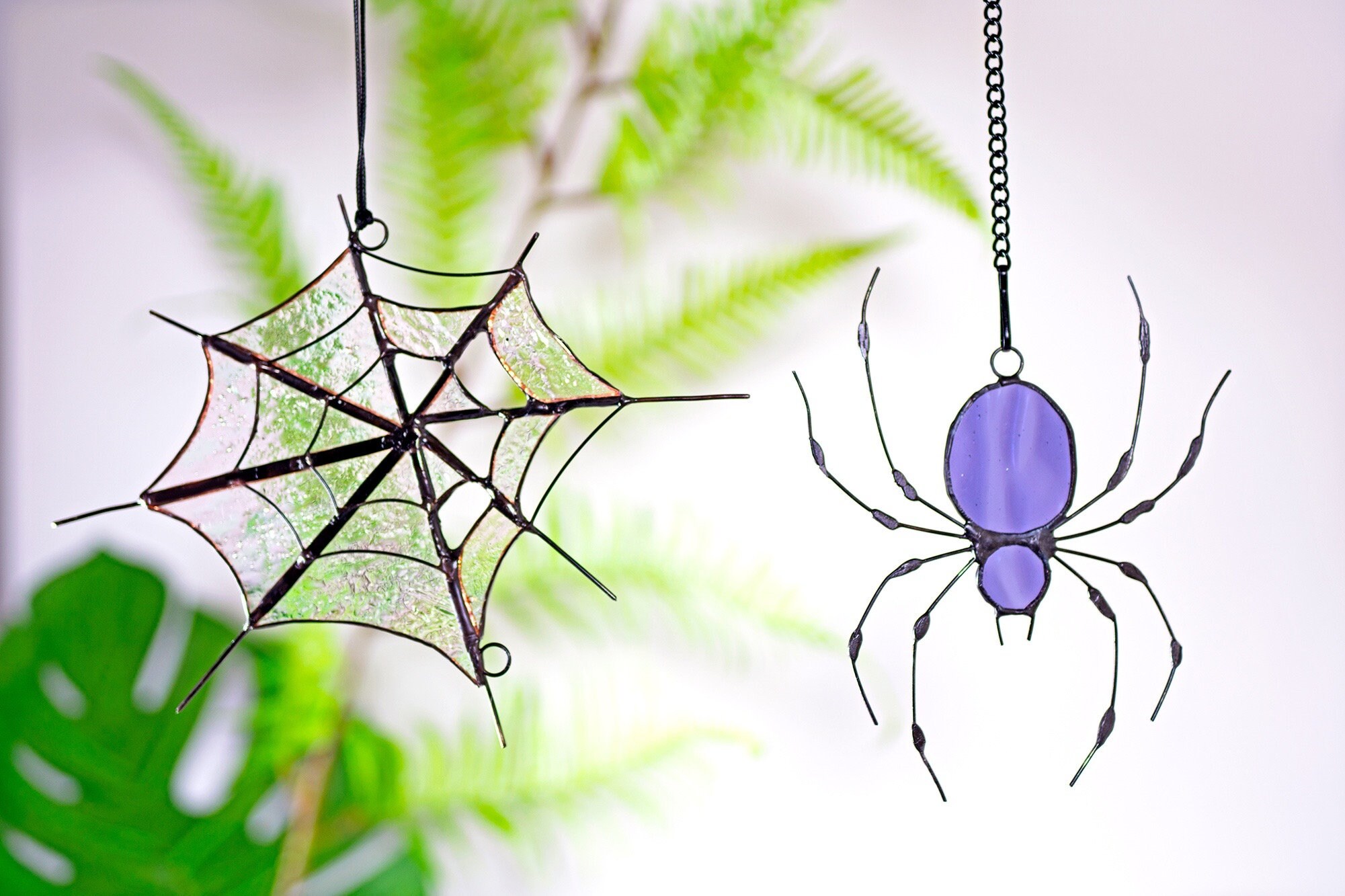 Spider Web Stained Glass Spider With Web Sun Catcher Window Hangings ...