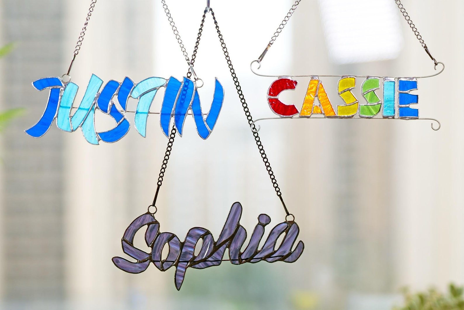Personalized Stained Glass Name Sign Suncatcher, Door Sign, Boys Girls ...