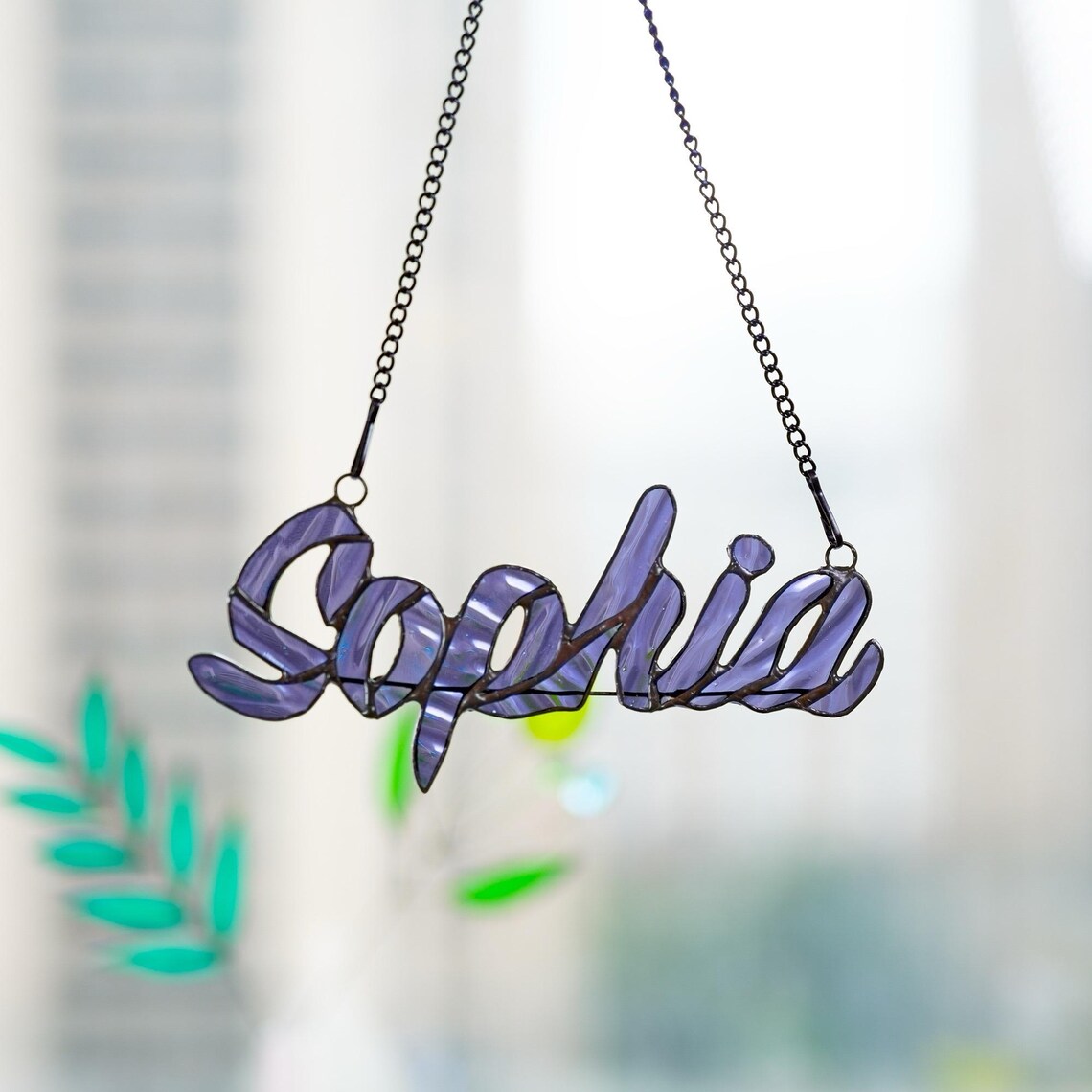 Personalized Stained Glass Name Sign Suncatcher, Door Sign, Boys Girls ...