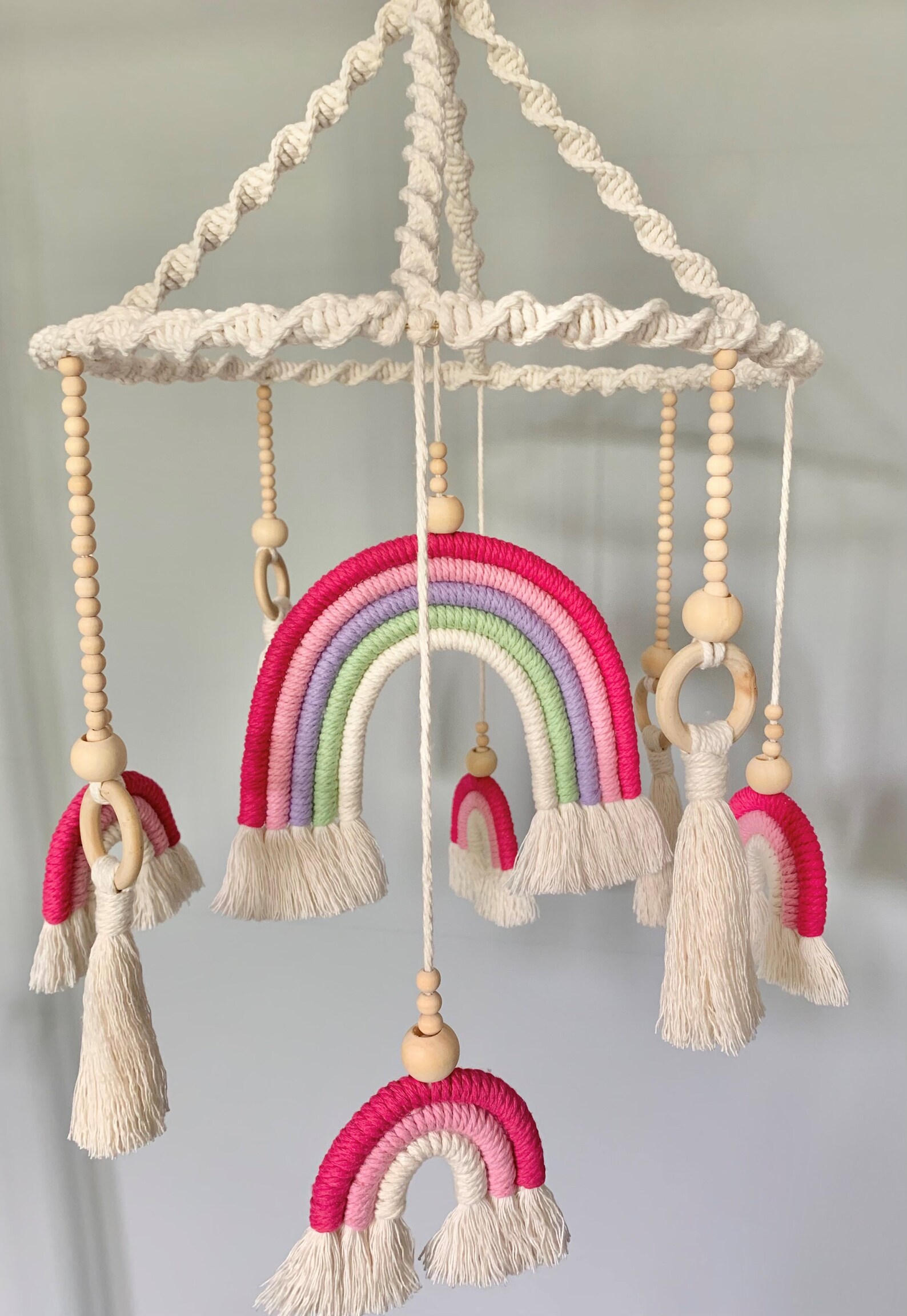 Macrame Rainbow Cot Mobile or Nursery Ceiling Hanging Can Be - Etsy UK
