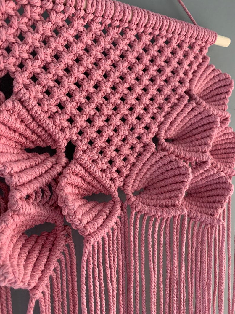 Rose Modern Bohemian Style Macrame Wall Hanging With Leaf - Etsy