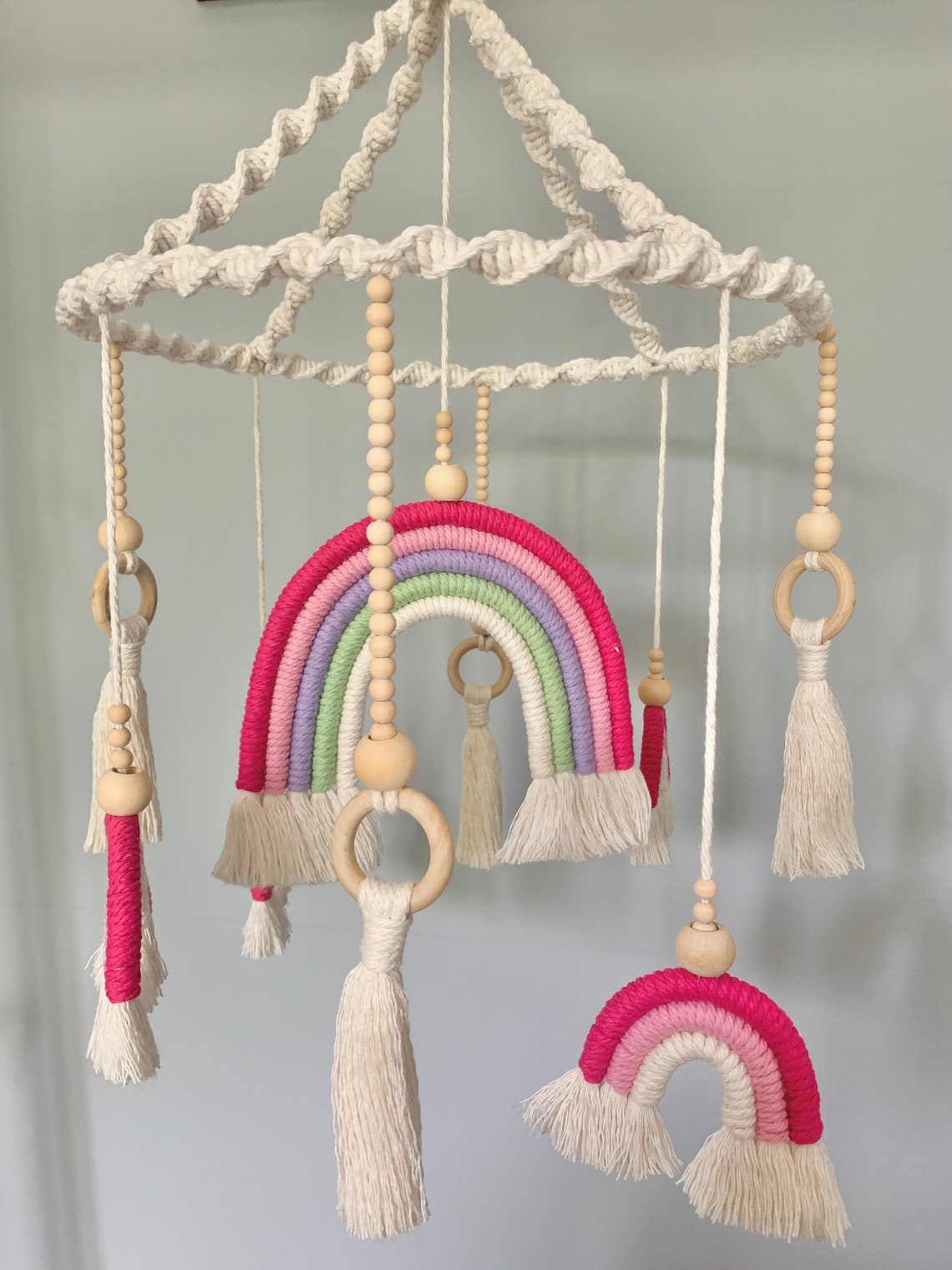 Macrame Rainbow Cot Mobile or Nursery Ceiling Hanging Can Be - Etsy UK