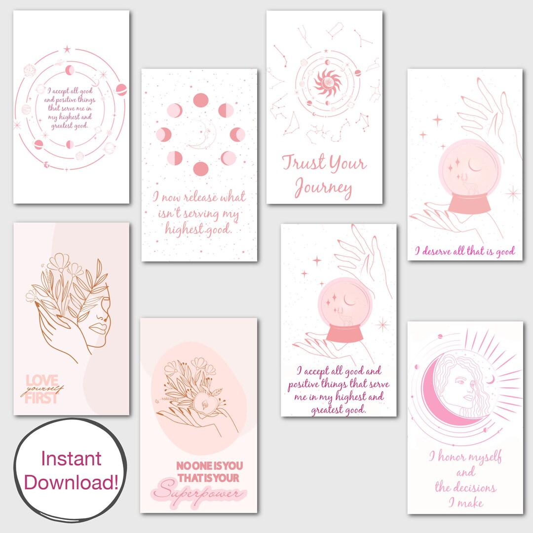 8 Positive Affirmations in a Blush Pink Color Scheme for Instant ...