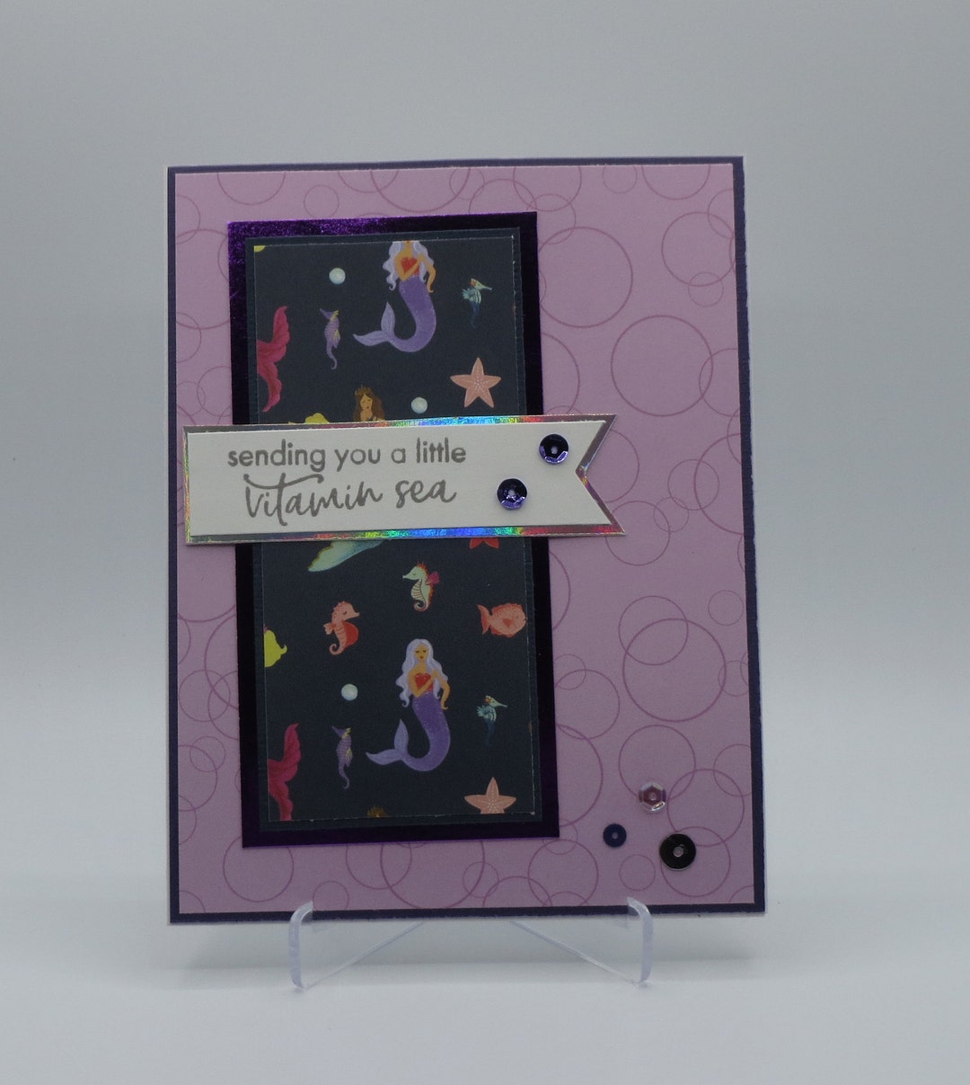 Greeting Card Mermaid Card Handmade Mermaid Card Greeting - Etsy