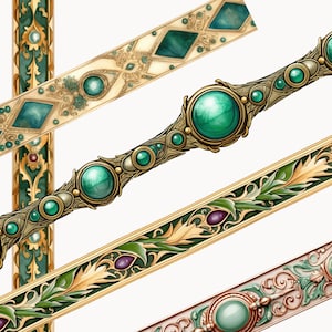 Medieval Borders in Green and Gold, Digital Download, Junk Journal ...