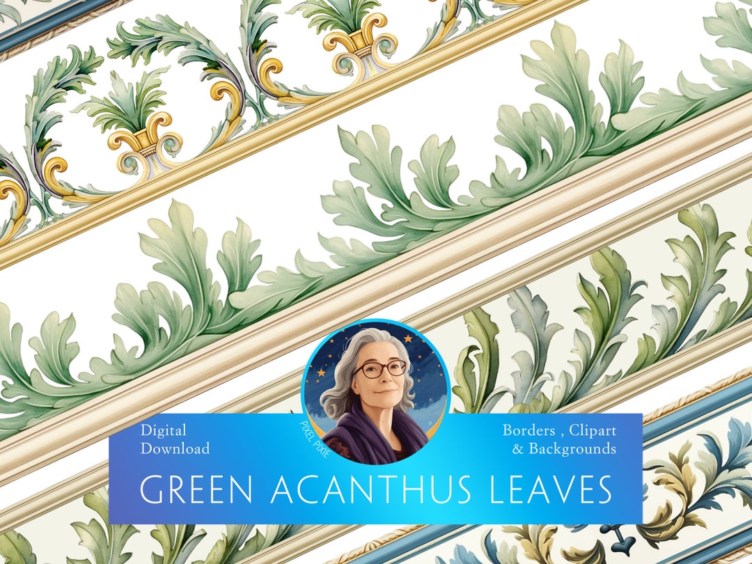 Acanthus Leaves Seamless Borders and Clipart Digital - Etsy