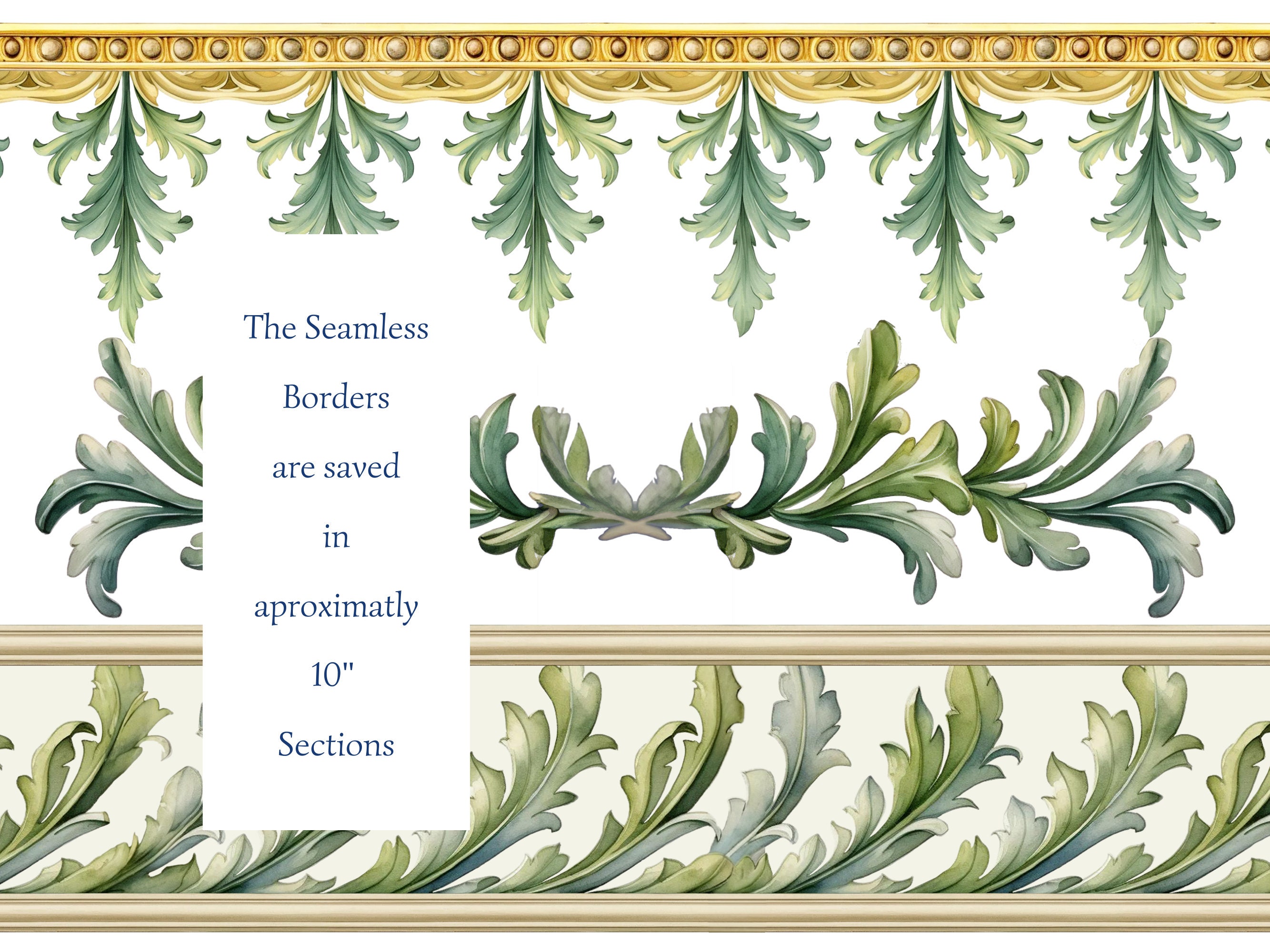 Acanthus Leaves Seamless Borders and Clipart Digital - Etsy