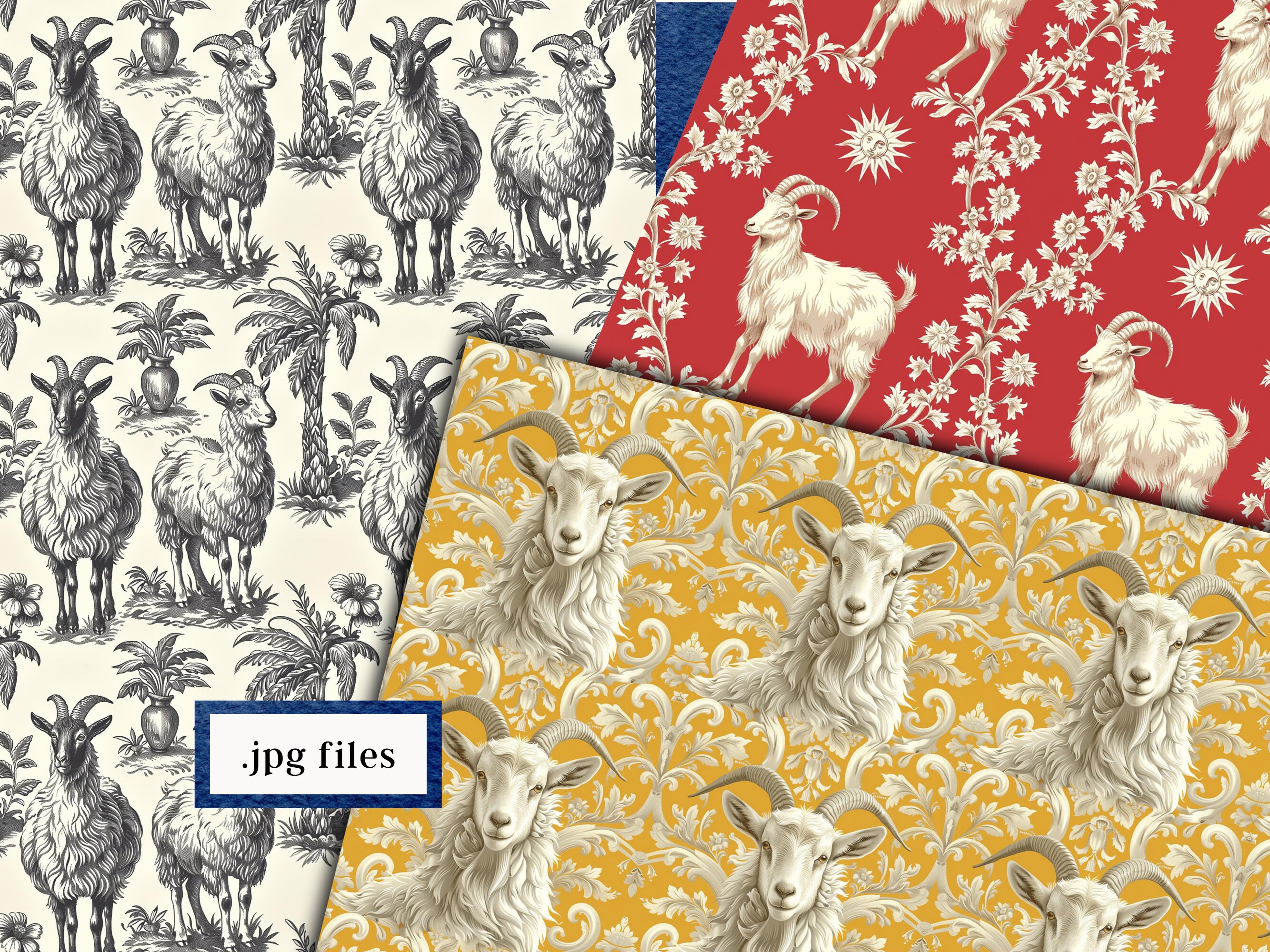 Formal Regency Goat Wallpaper, Seamless Patterns for Crafting Instant ...