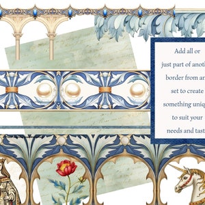Seamless Clipart Borders in Ivory and Blue - Etsy