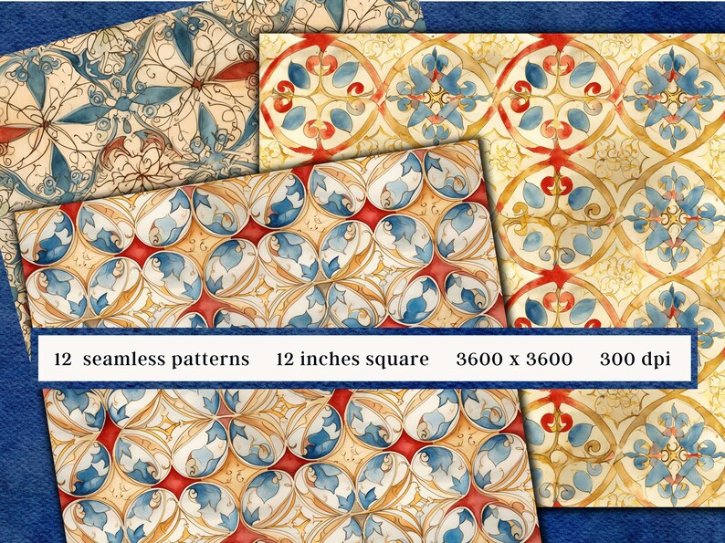Regal Medieval Christmas Patterns, Printable Gothic Designs, Wrapping ...