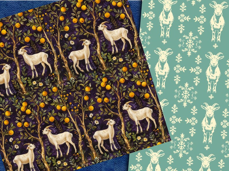 Formal Regency Goat Wallpaper, Seamless Patterns for Crafting Instant ...