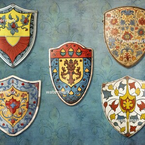 Medieval Shields With Distressed Paint - Etsy