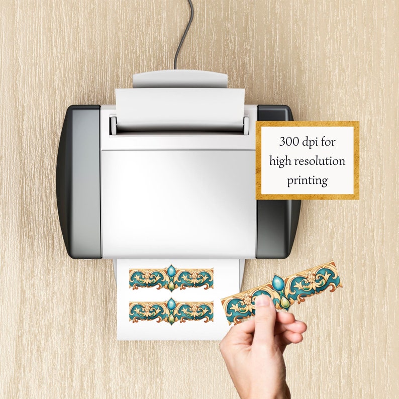 Medieval Seamless Borders in Teal Cards, Scrapbooks & Journaling. - Etsy