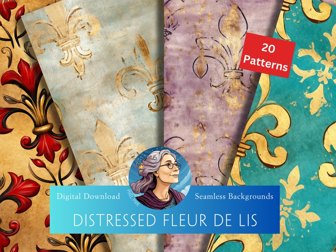 Distressed French Fleur De Lis Patterns, Scrapbooking Cards Invitations ...