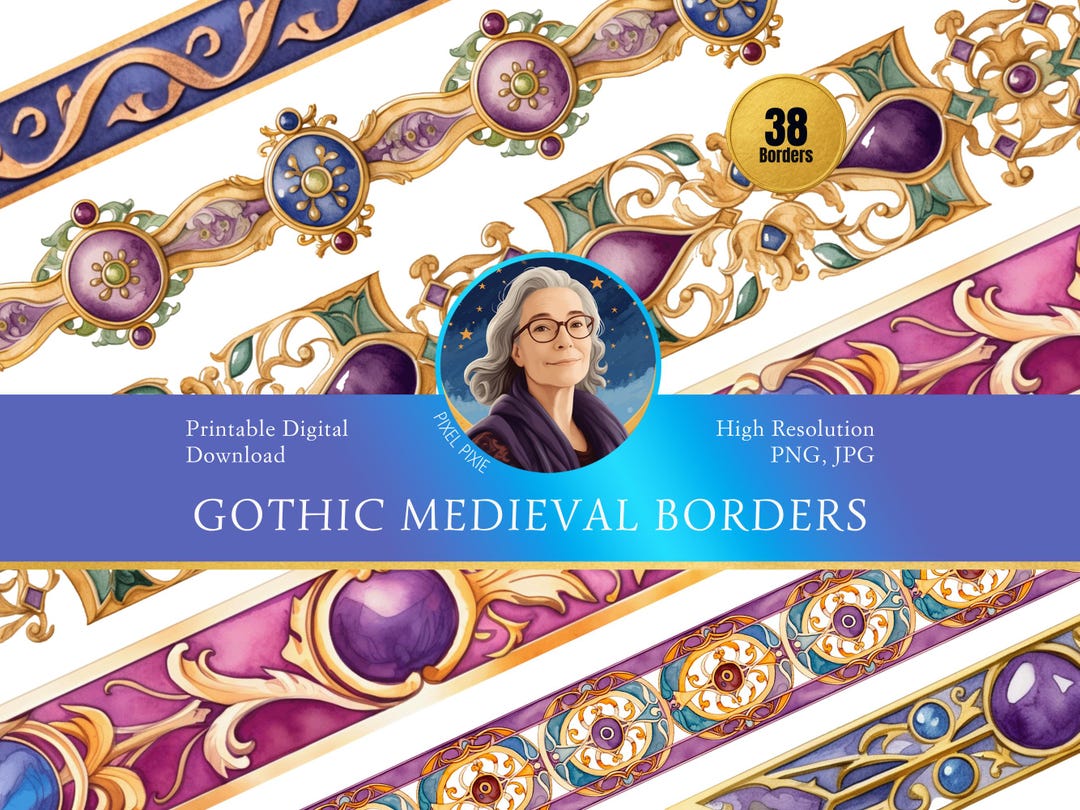 Medieval Gothic Borders PNG - Luxury Seamless Digital Borders ...
