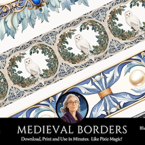 Seamless Clipart Borders in Ivory and Blue - Etsy