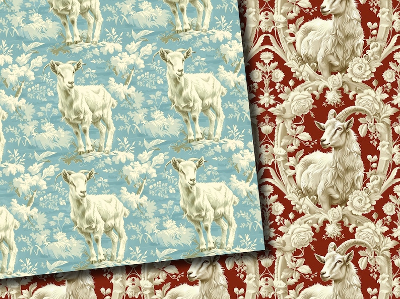 Formal Regency Goat Wallpaper, Seamless Patterns for Crafting Instant ...