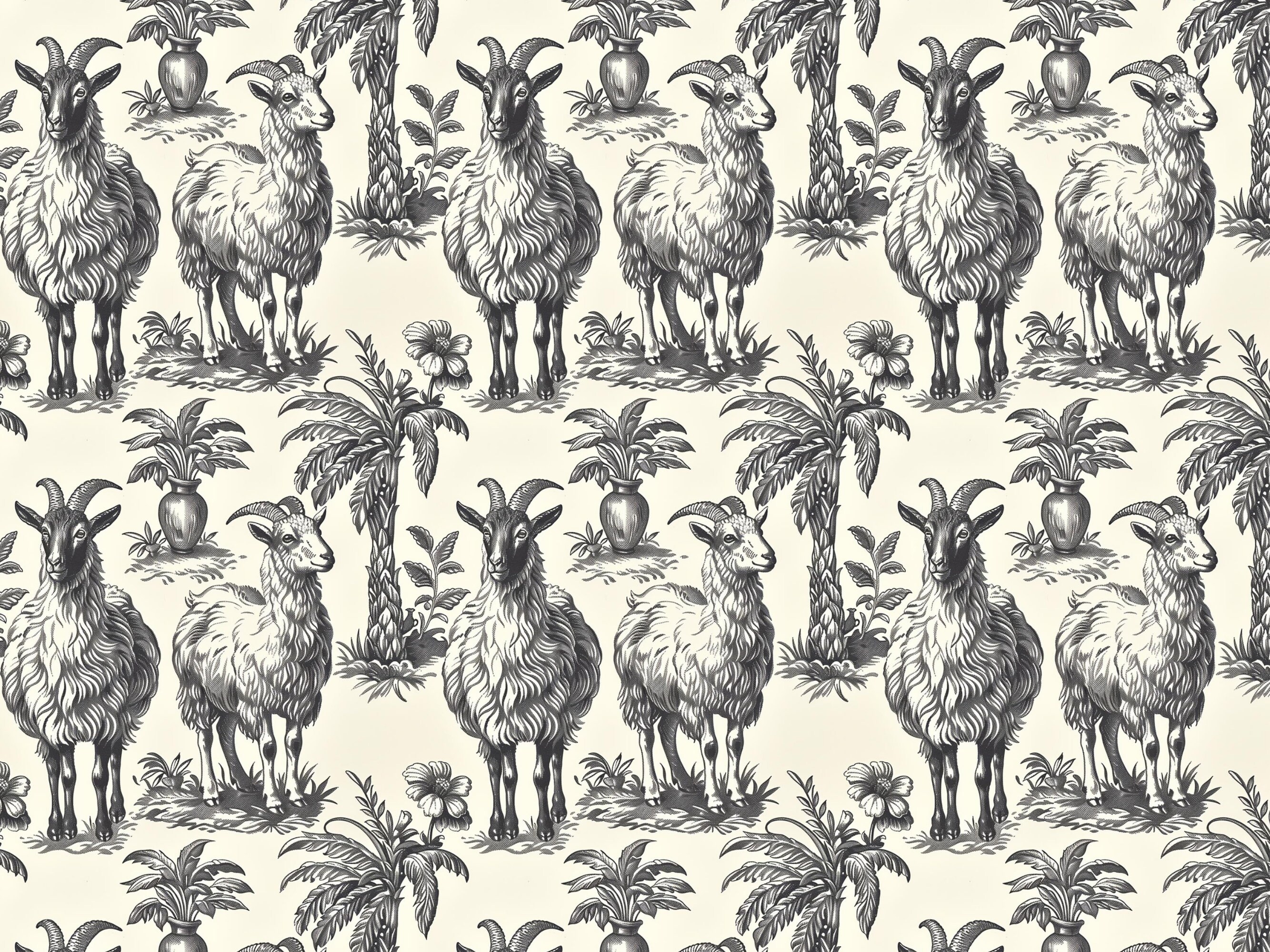 Formal Regency Goat Wallpaper, Seamless Patterns for Crafting Instant ...