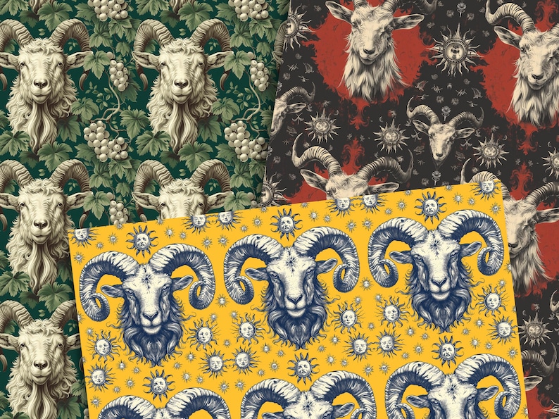 Formal Regency Goat Wallpaper, Seamless Patterns for Crafting Instant ...