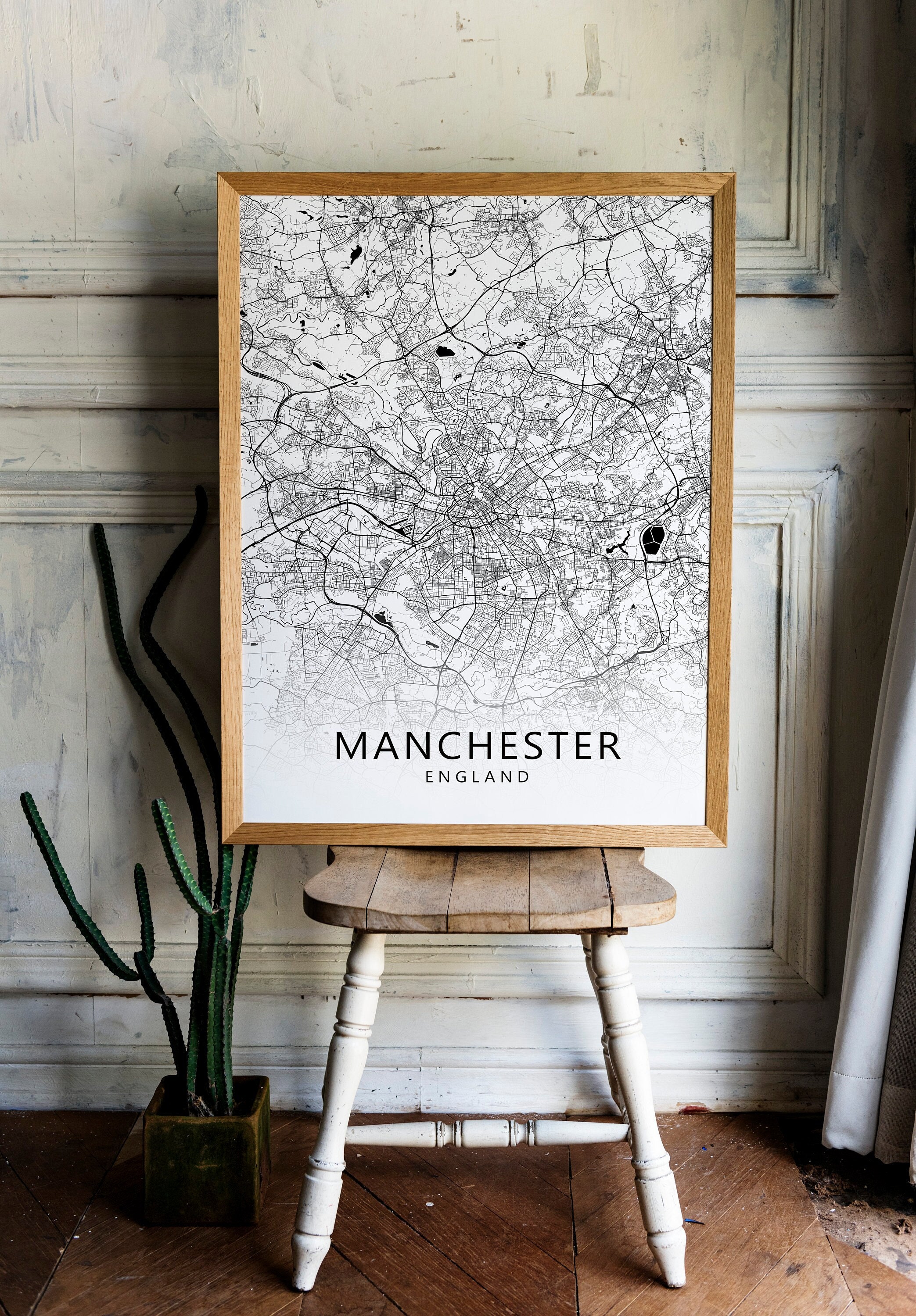 Manchester Map, England, Printable Manchester City Map, Minimal Map ...