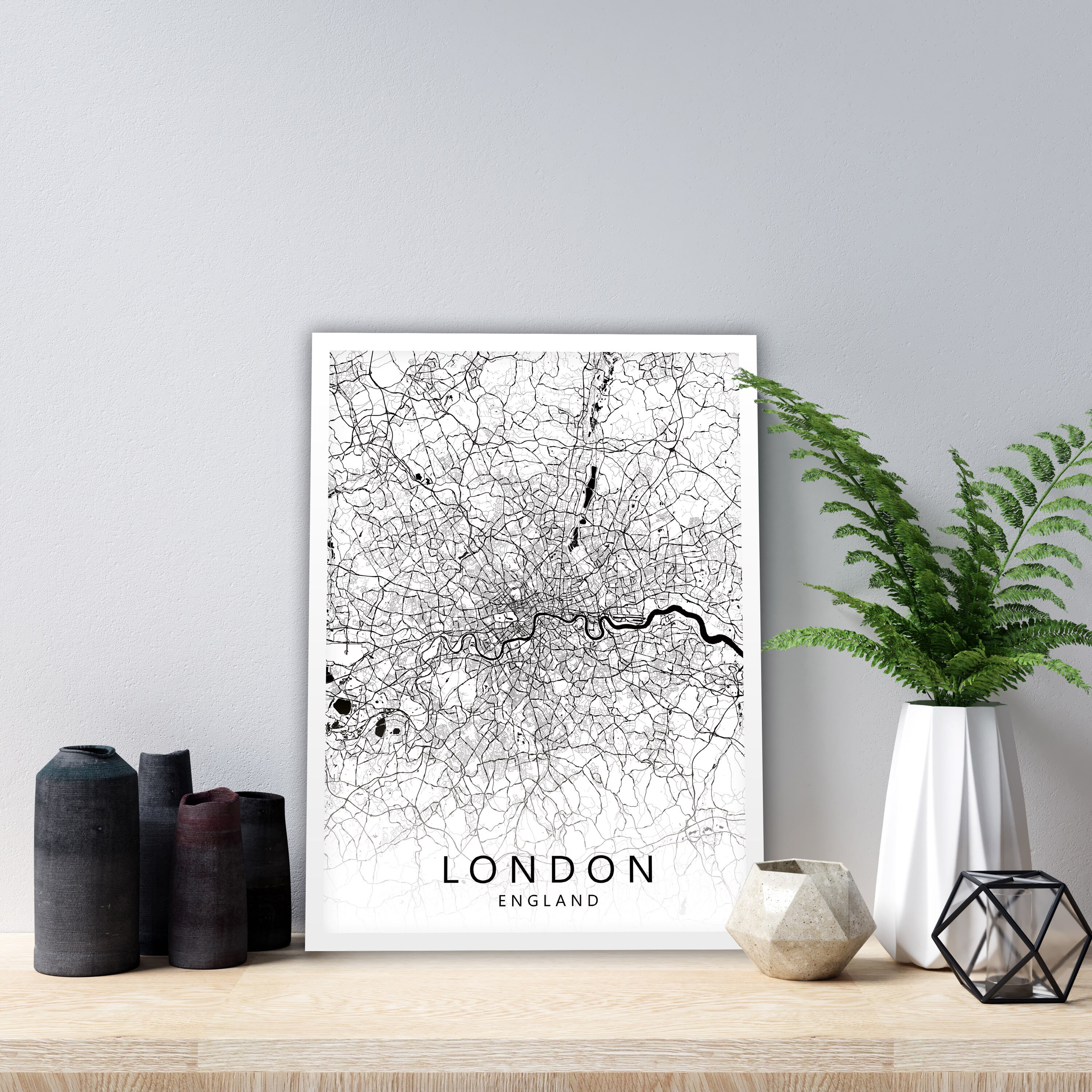 London Map England Printable City Map Minimal Map Black & | Etsy New ...