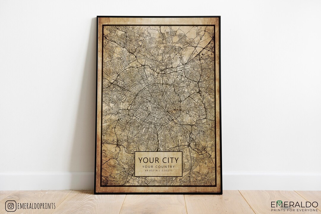 Any City Map, Custom Map, Custom Map Poster, Any City, Any Town ...