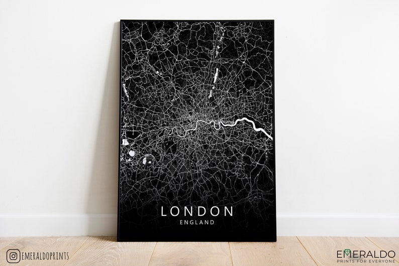 London Map England Printable City Map Minimal Map Black & - Etsy UK