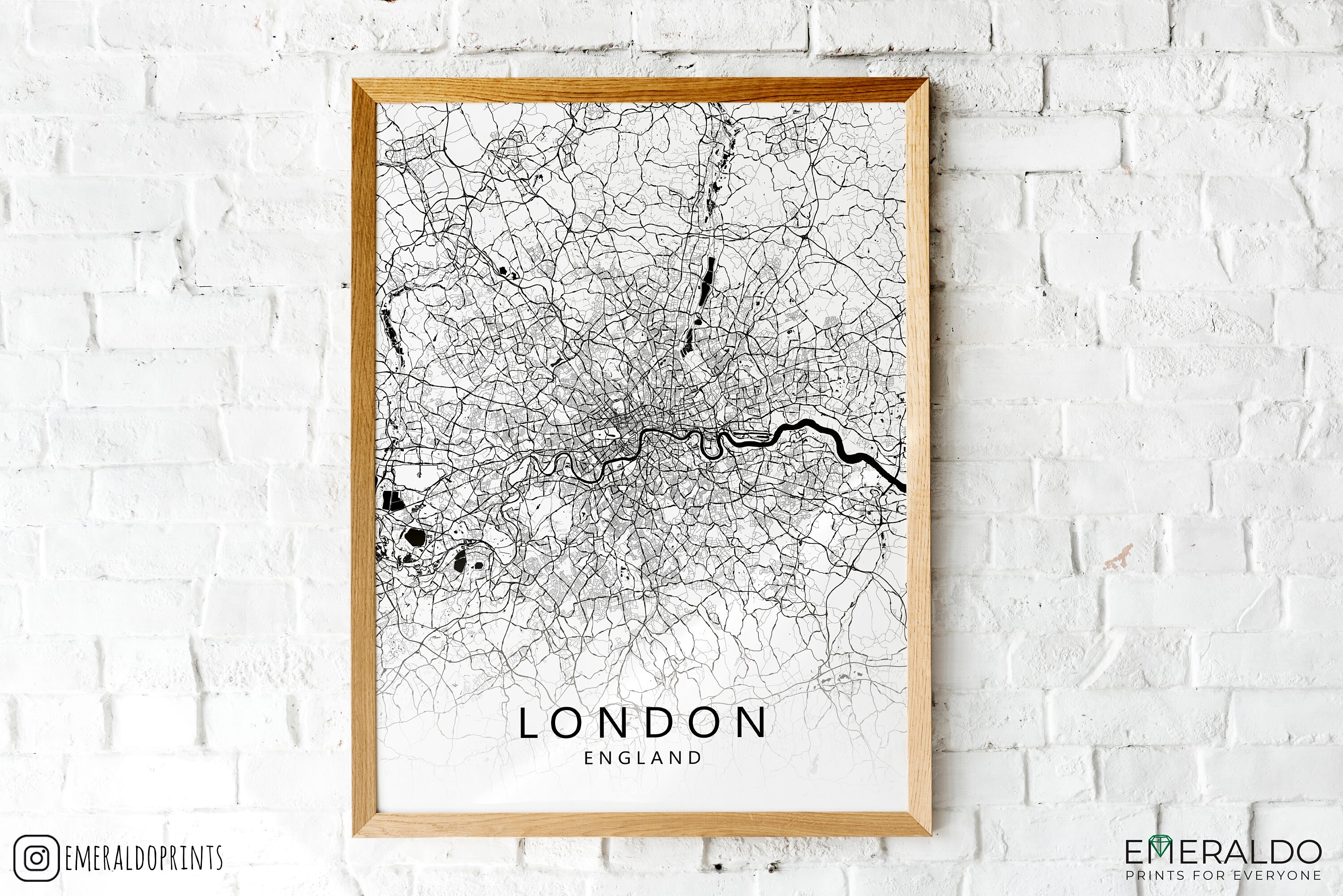 London Map England Printable City Map Minimal Map Black & | Etsy New ...