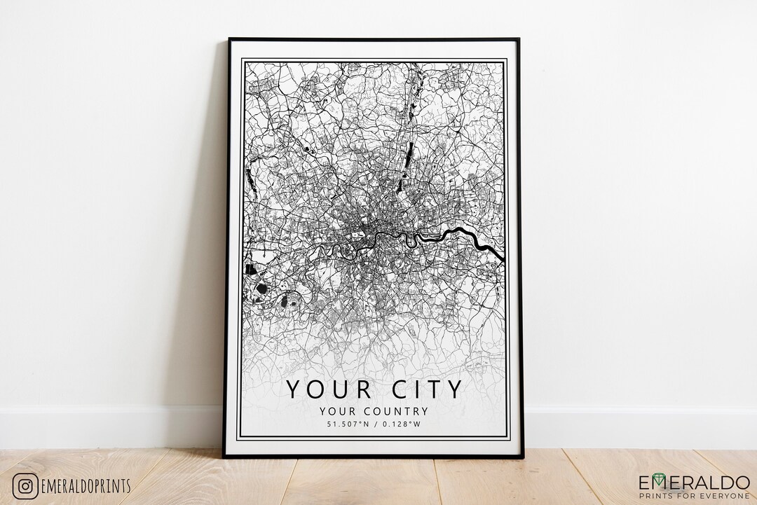 Any City Map, Custom Map, Custom Map Poster, Any City, Any Town ...