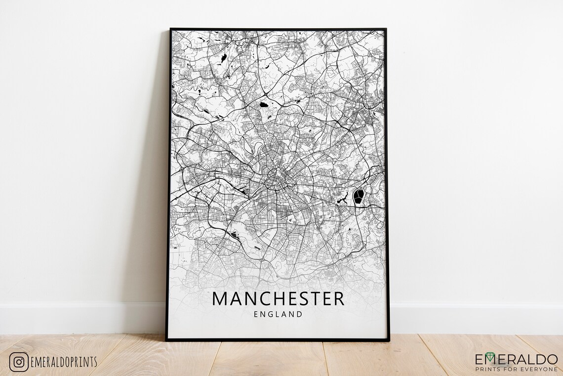 Manchester Map England Printable Manchester City Map - Etsy UK