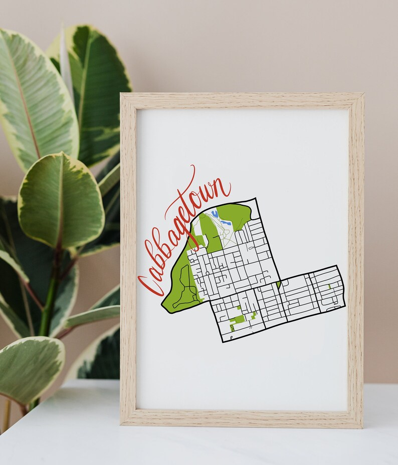 Cabbagetown Hand Drawn Map • Toronto Neighbourhood • Digital Art Print ...