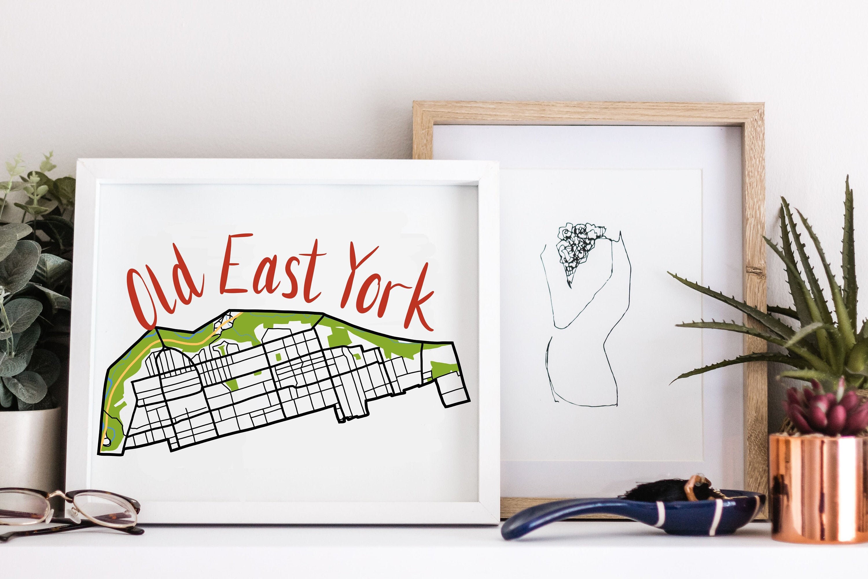 Old East York Hand Drawn Map • Toronto Neighbourhood • Digital Art ...