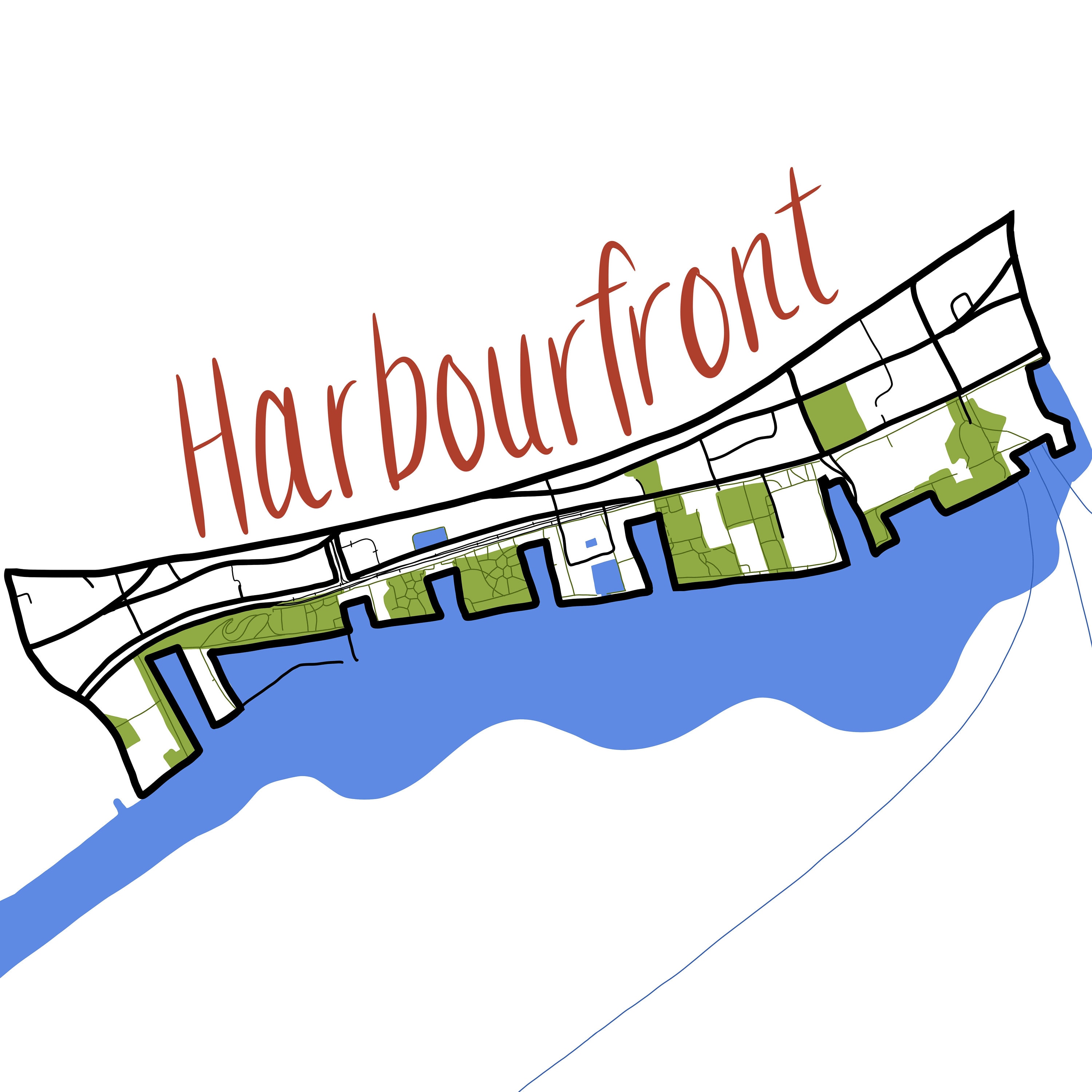 Harbourfront Hand Drawn Map • Toronto Neighbourhood • Digital Art Print ...