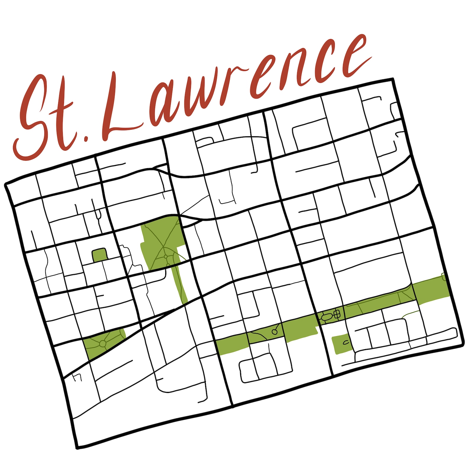 St. Lawrence Hand Drawn Map • Toronto Neighbourhood • Digital Art Print ...