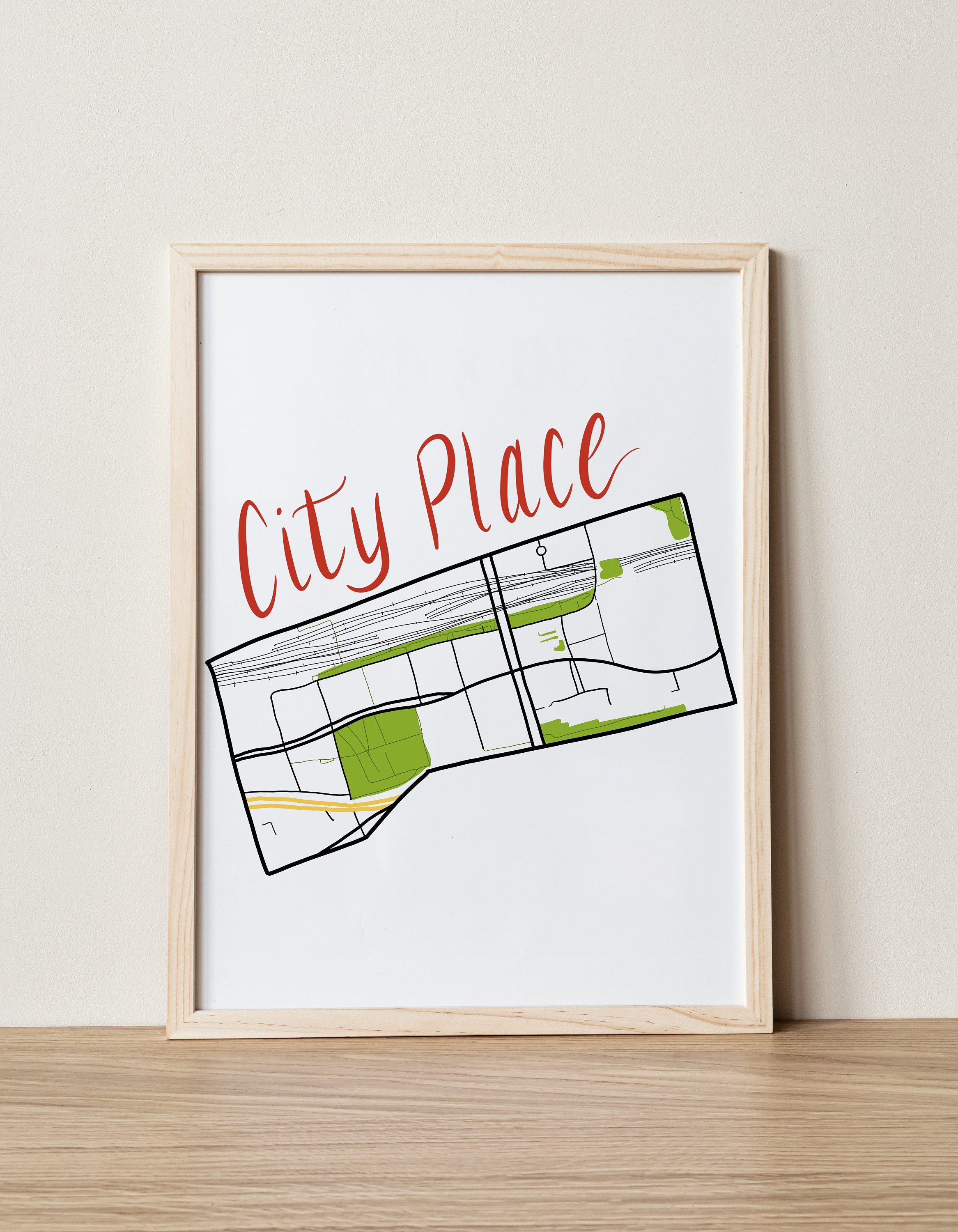 CityPlace Hand Drawn Map Toronto Neighbourhood Digital Art | Etsy