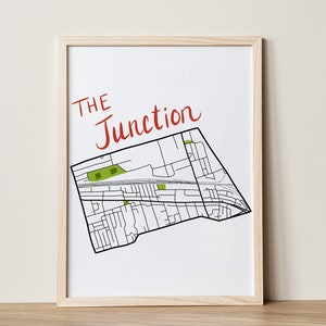 The Junction Hand Drawn Map Toronto Neighbourhood Digital | Etsy