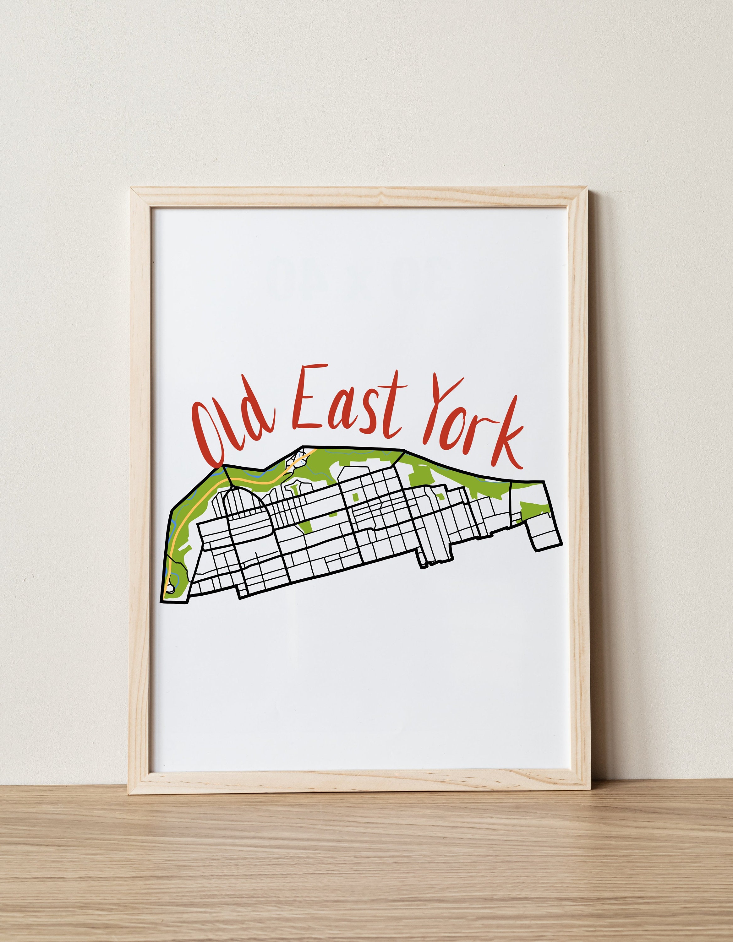 Old East York Hand Drawn Map • Toronto Neighbourhood • Digital Art ...