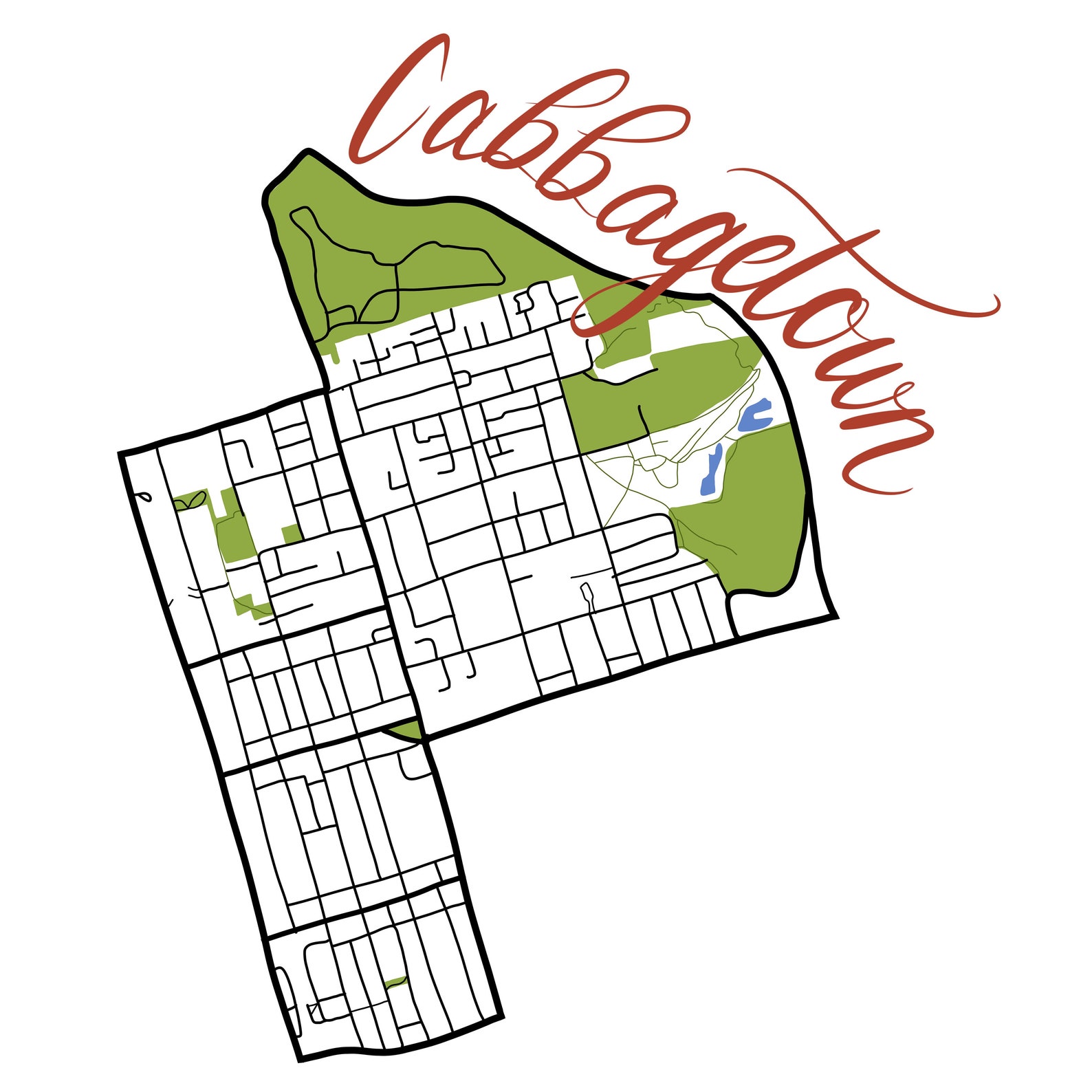 Cabbagetown Hand Drawn Map Toronto Neighbourhood Digital Art Print ...
